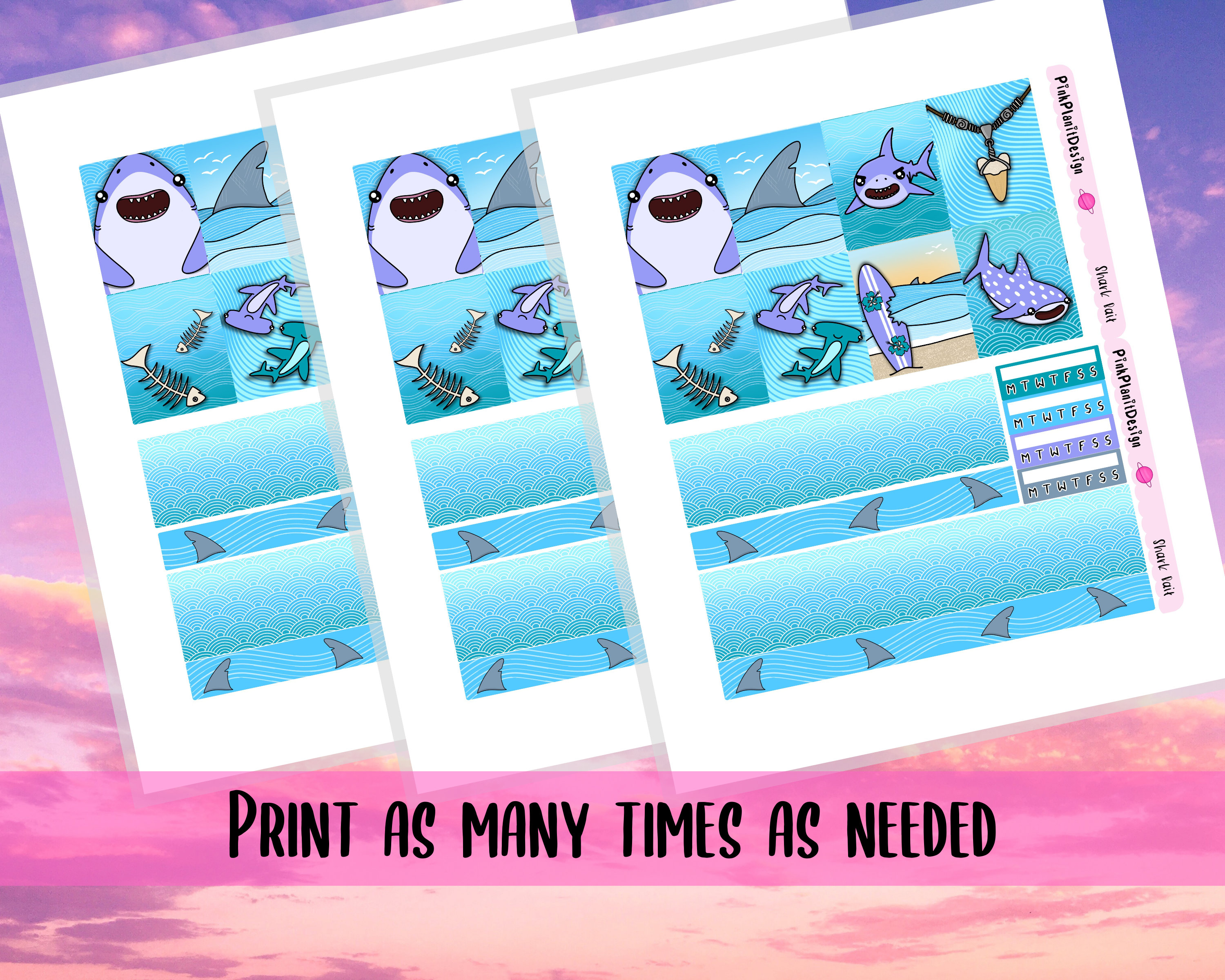 PRINTABLE Weekly Planner Kit SHARK BAIT Diy Planner Stickers - Etsy