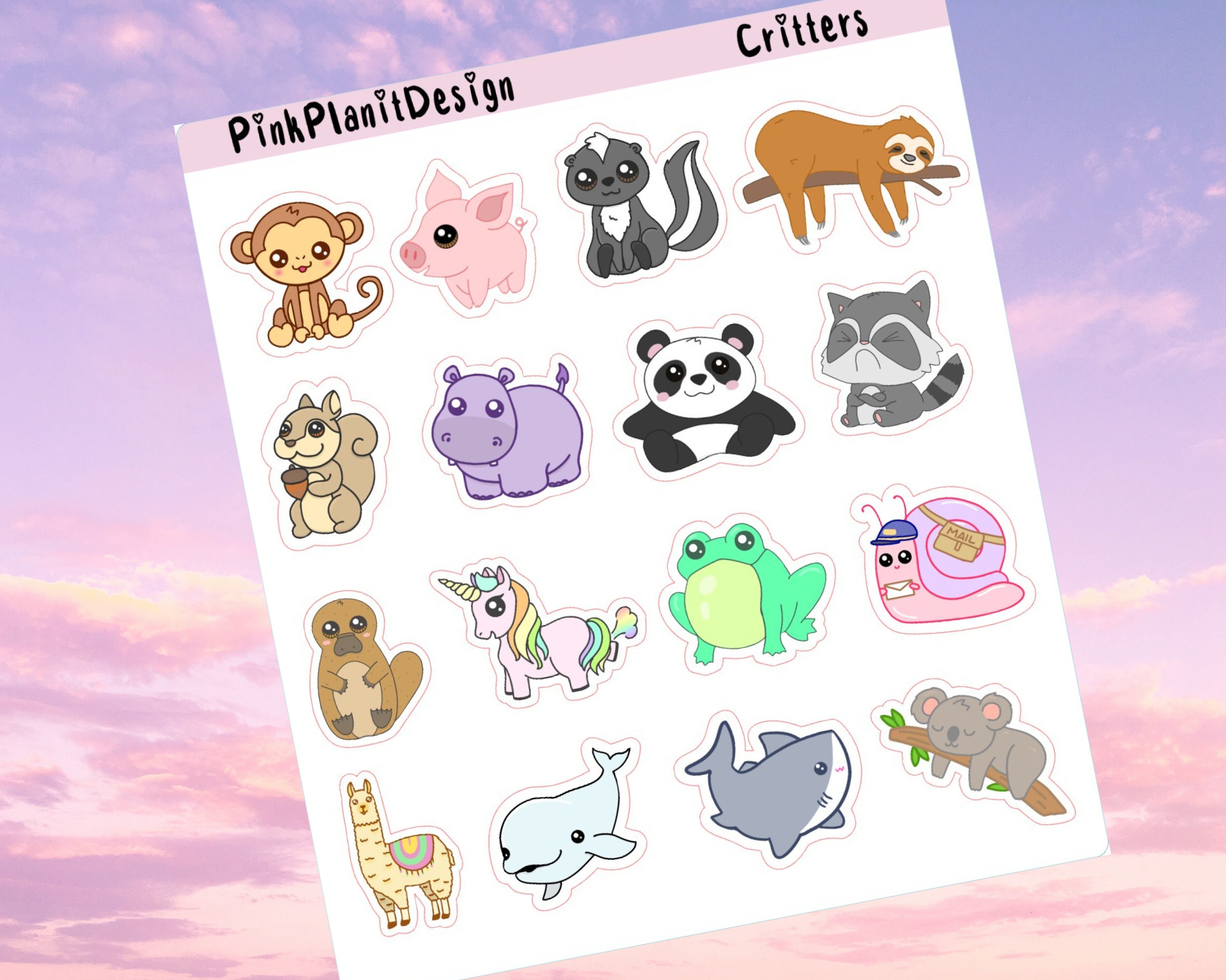 PRINTABLE Planner Stickers DOODLES 1 Critters and Food - Etsy
