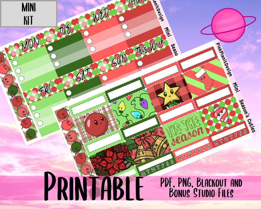 PRINTABLE Planner Stickers Kit Season's Cuties Mini - Etsy