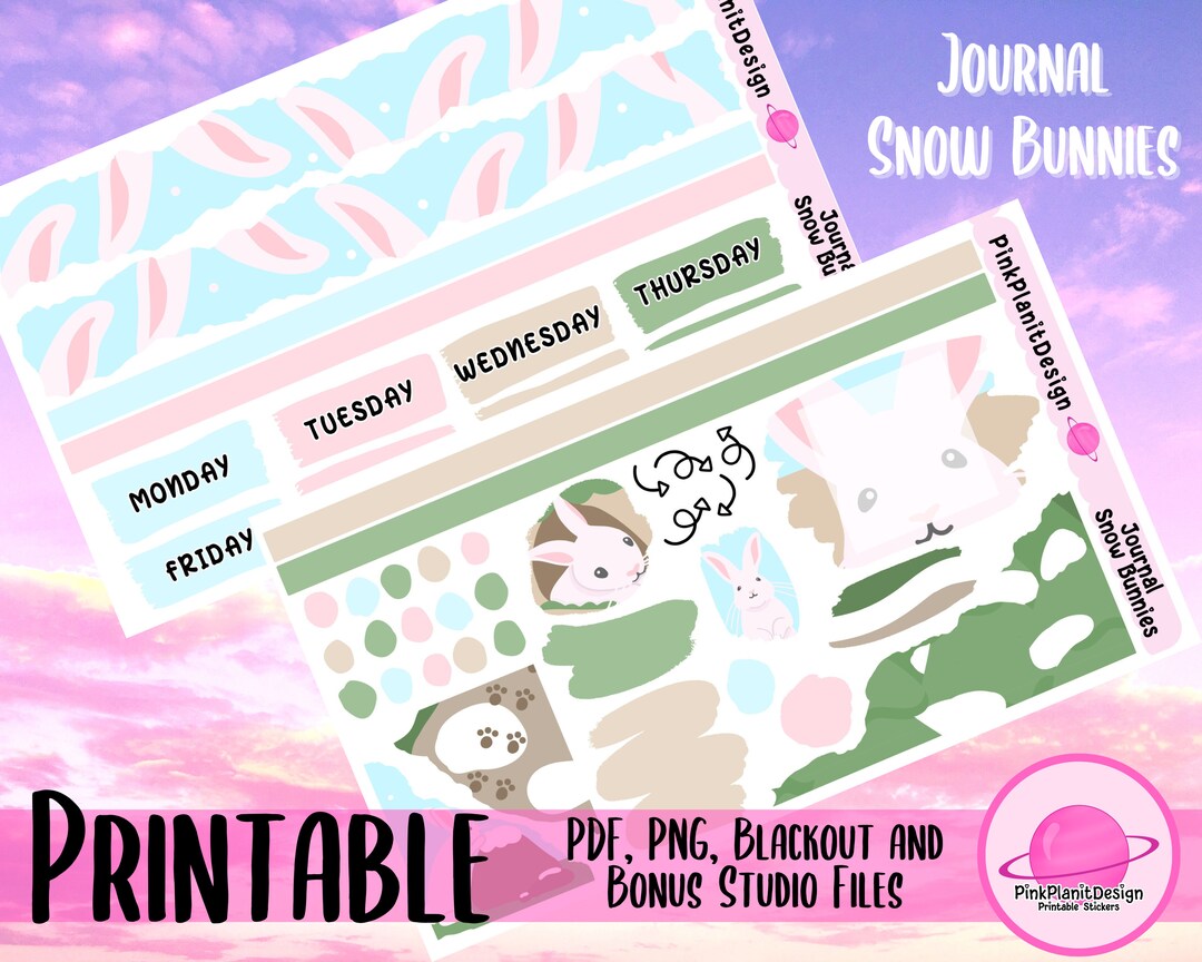 PRINTABLE Journaling Sticker Kit JOURNAL Snow Bunnies Journaling ...