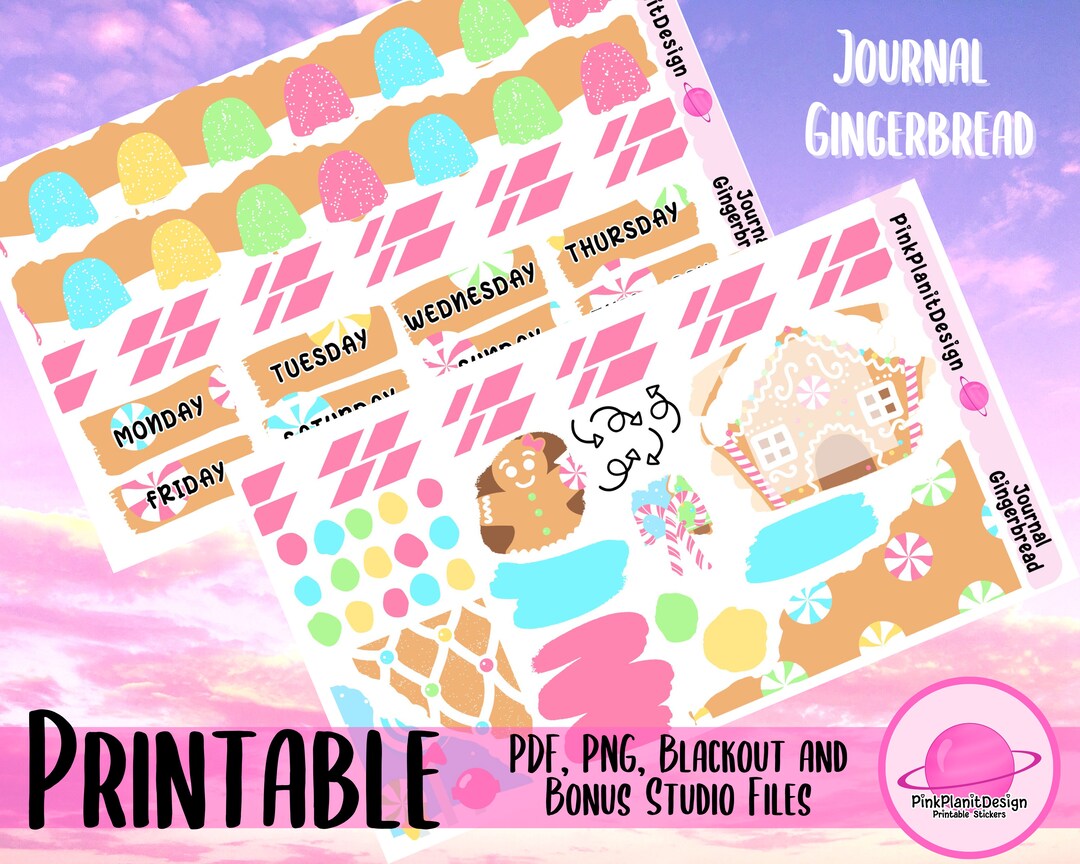 PRINTABLE Journaling Sticker Kit JOURNAL Gingerbread Journaling ...