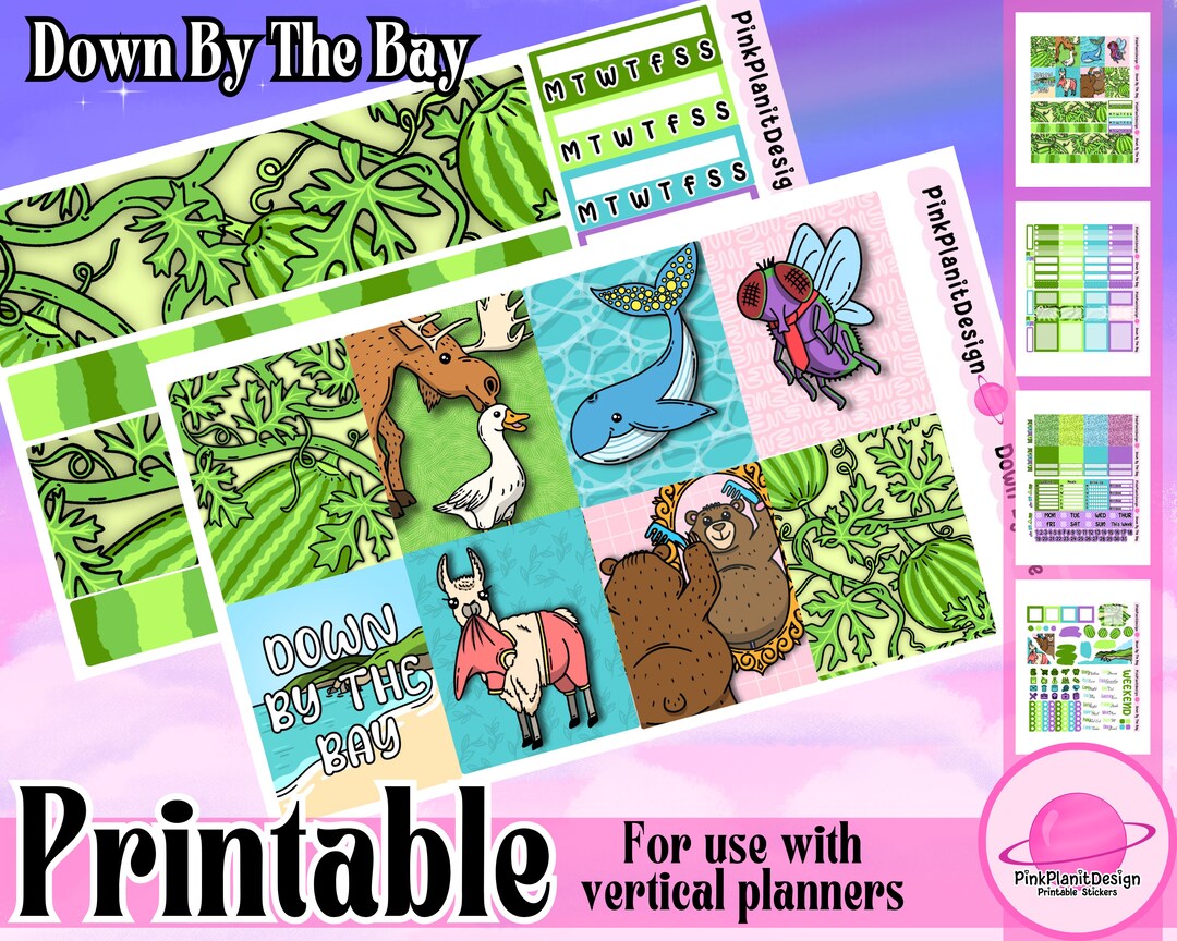 Down by the Bay PRINTABLE Weekly Planner Kit D.I.Y Planner Stickers ...