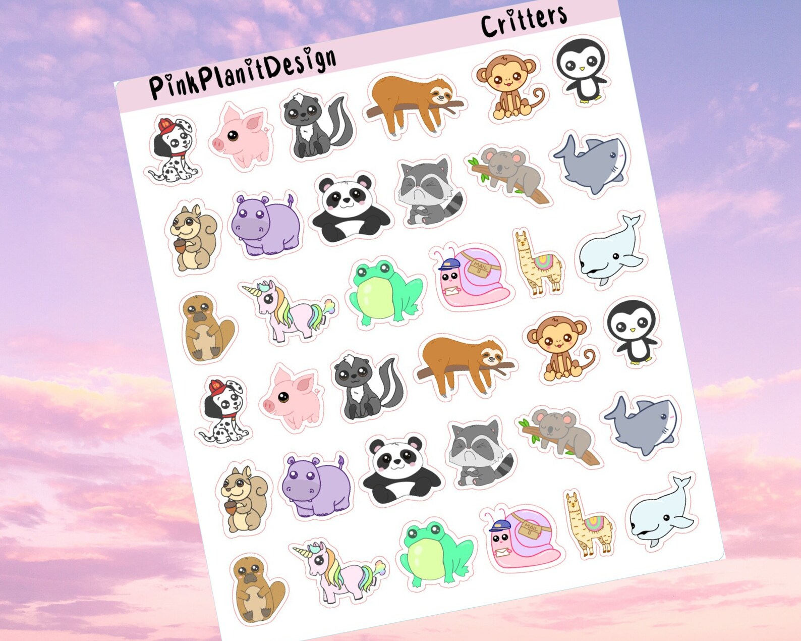 PRINTABLE Planner Stickers DOODLES 1 Critters and Food - Etsy