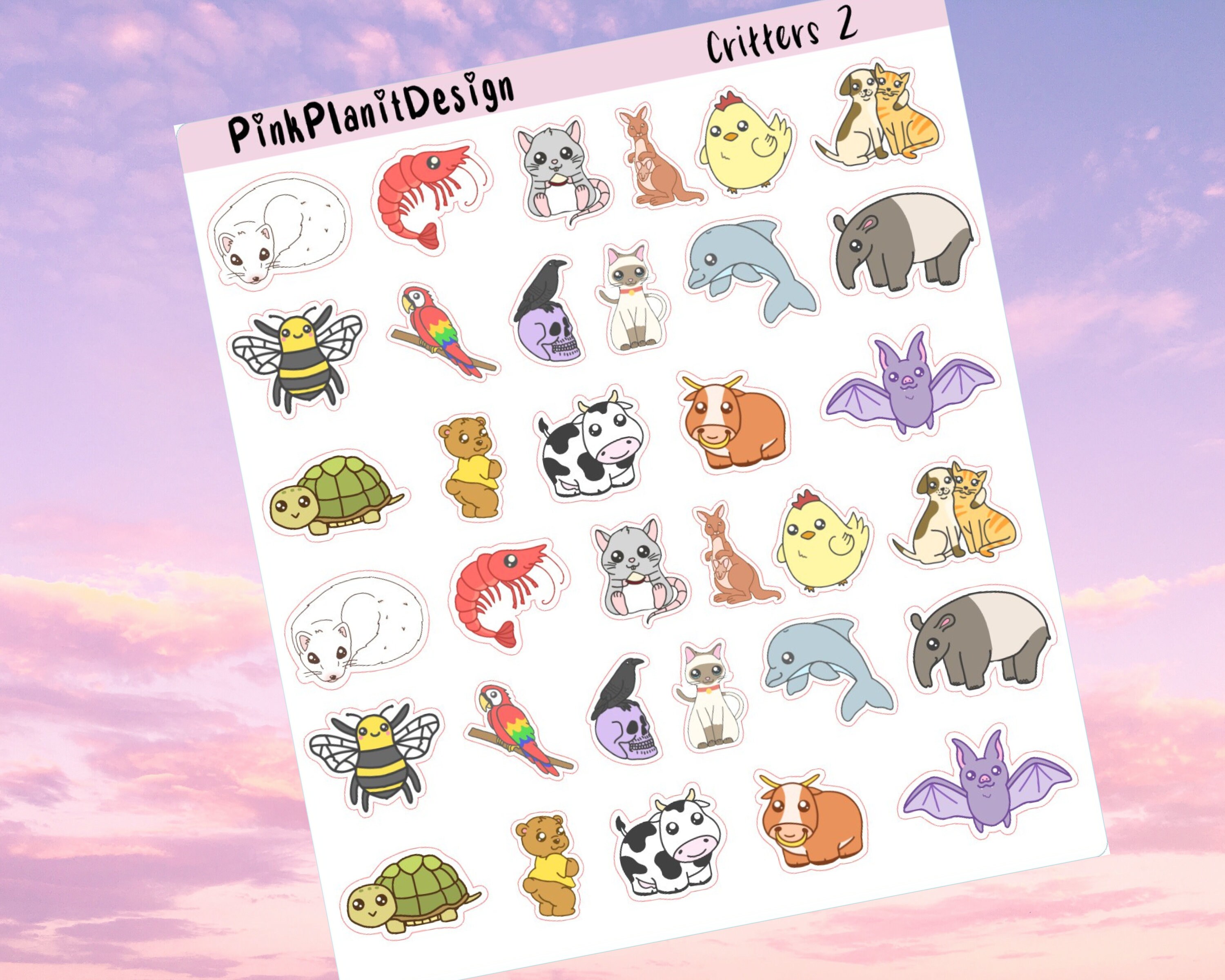 PRINTABLE Planner Stickers DOODLES 2 Critters and - Etsy