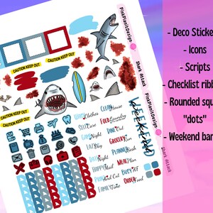 SHARK ATTACK PRINTABLE Weekly Planner Kit D.I.Y Planner Stickers Shark ...