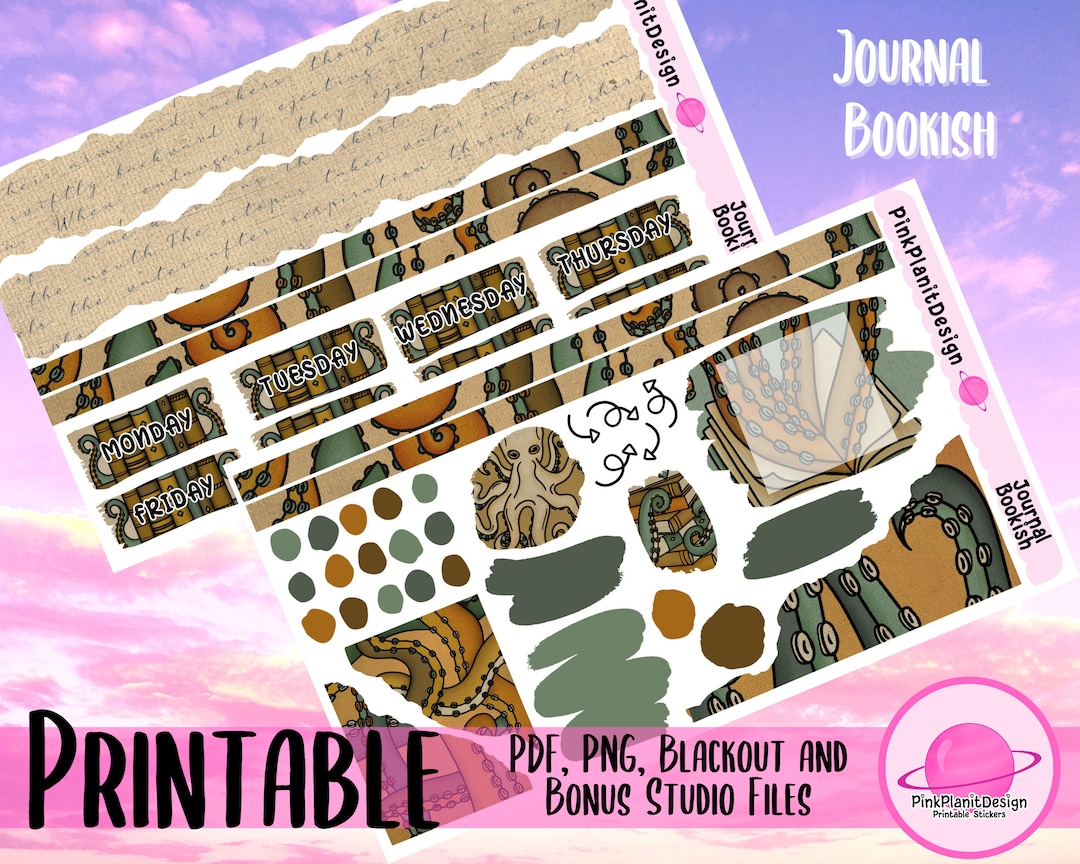 Printable Journaling Sticker Kit Journal Bookish - Etsy