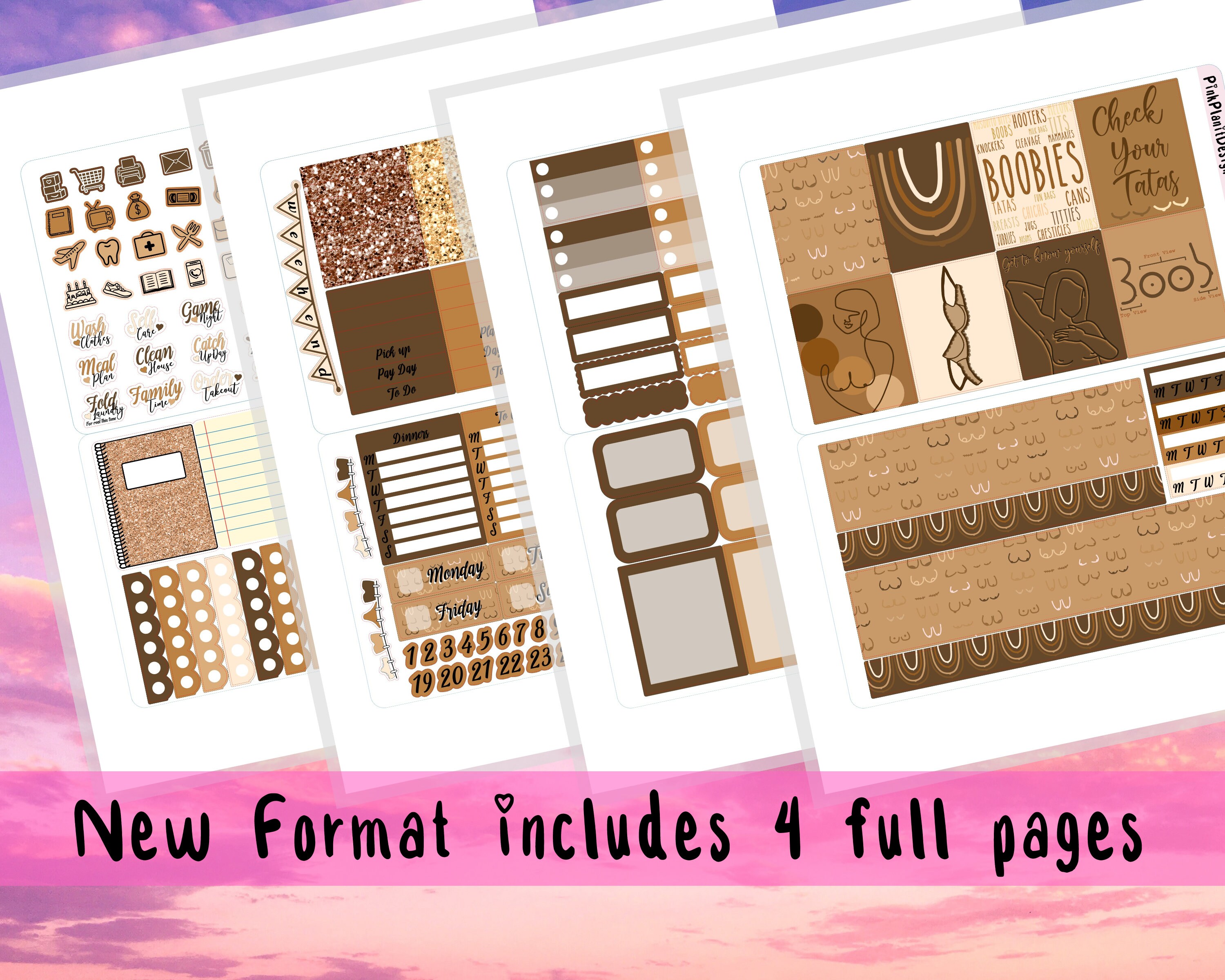 PRINTABLE Weekly Planner Kit Vertical Layout Boobies DIY | Etsy