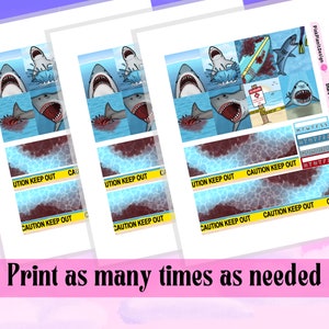SHARK ATTACK PRINTABLE Weekly Planner Kit D.I.Y Planner Stickers Shark ...