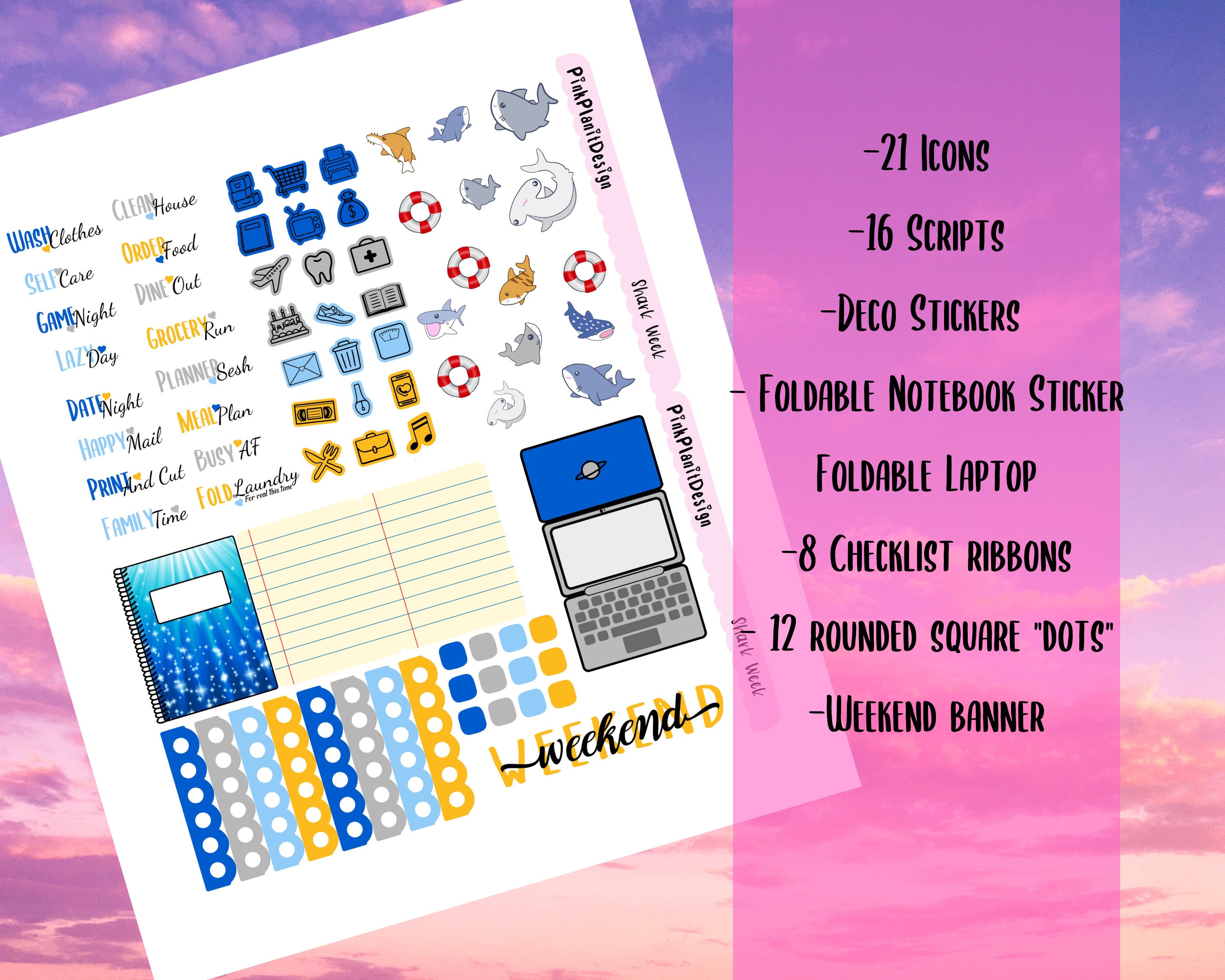 PRINTABLE Weekly Planner Kit Shark Week Vertical Layout | Etsy