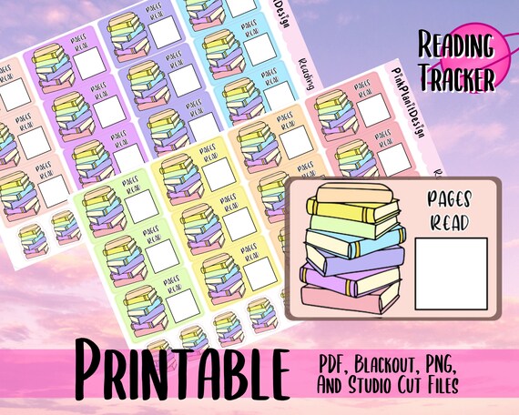 PRINTABLE Planner Stickers READING TRACKER Stack of Books - Etsy