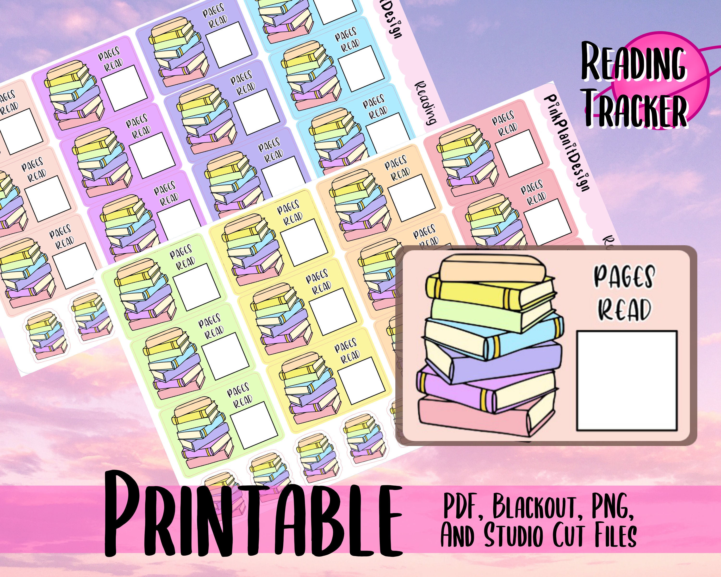 PRINTABLE Planner Stickers READING TRACKER Stack of Books - Etsy