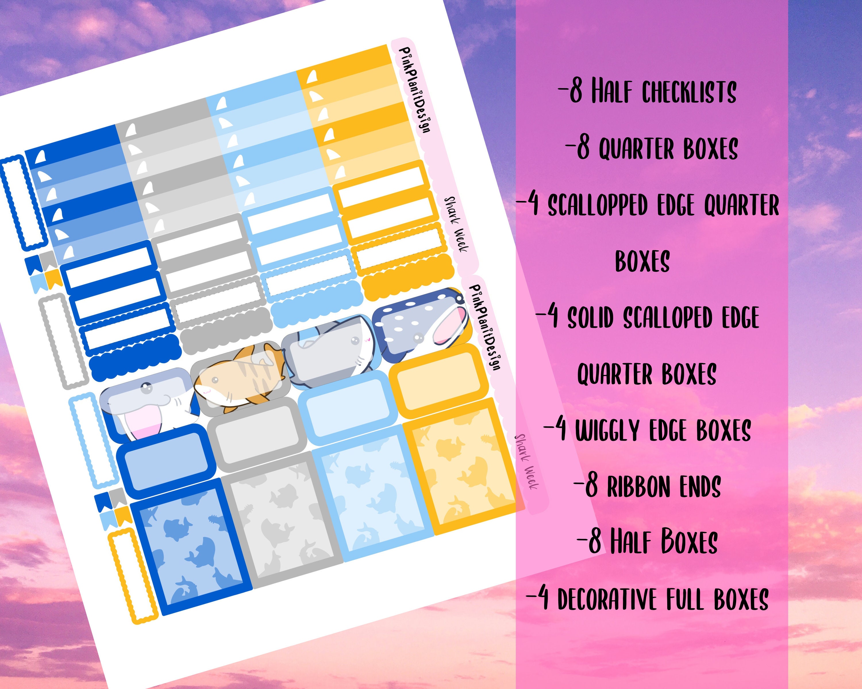 PRINTABLE Weekly Planner Kit Shark Week Vertical Layout | Etsy