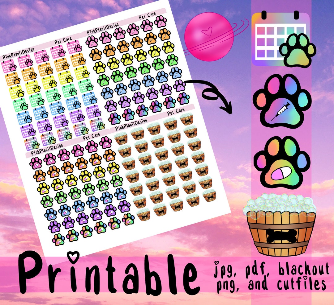 PRINTABLE Pet Care Stickers, Vet Appointment, Pet Medication, Pet ...