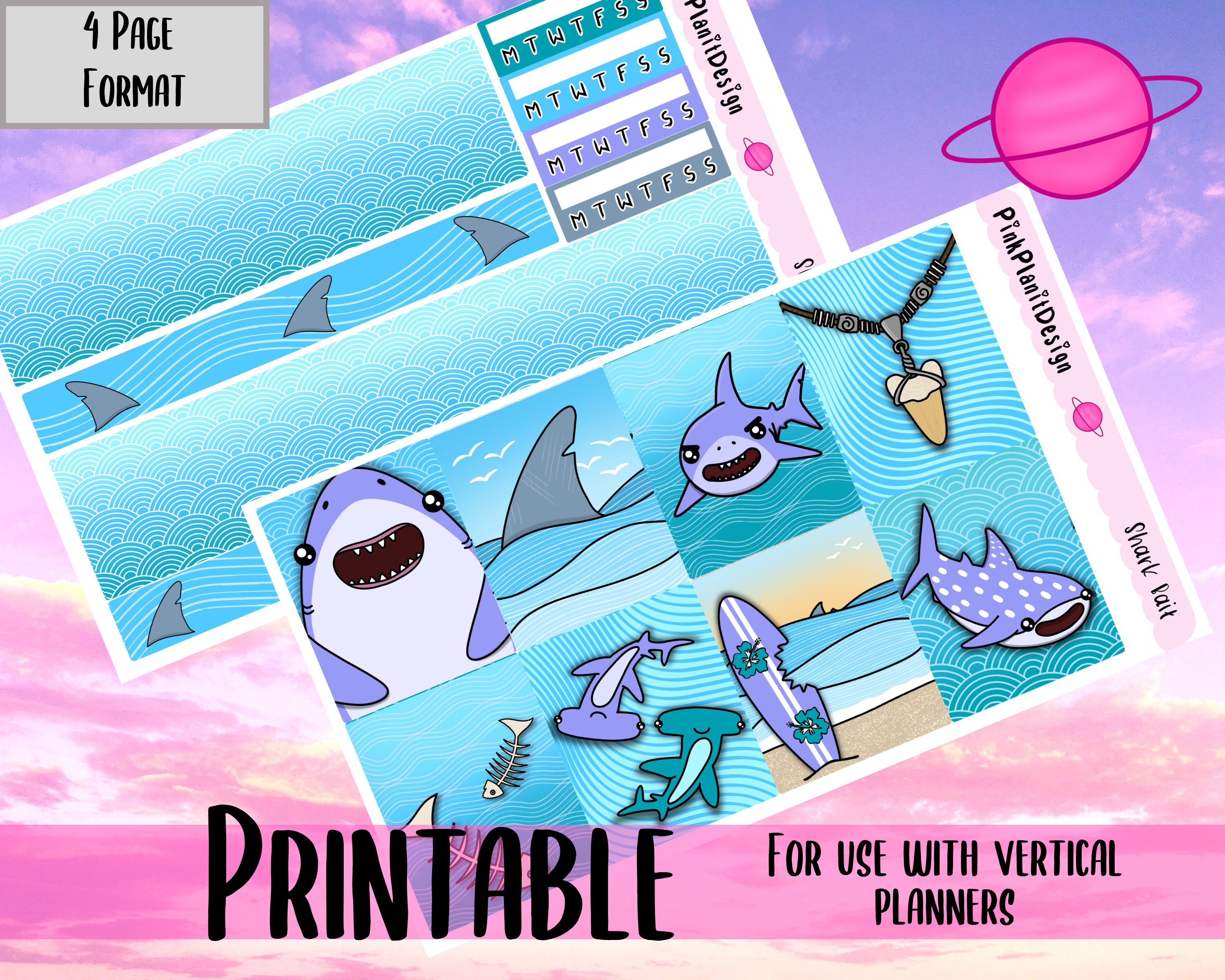 PRINTABLE Weekly Planner Kit SHARK BAIT Diy Planner Stickers - Etsy