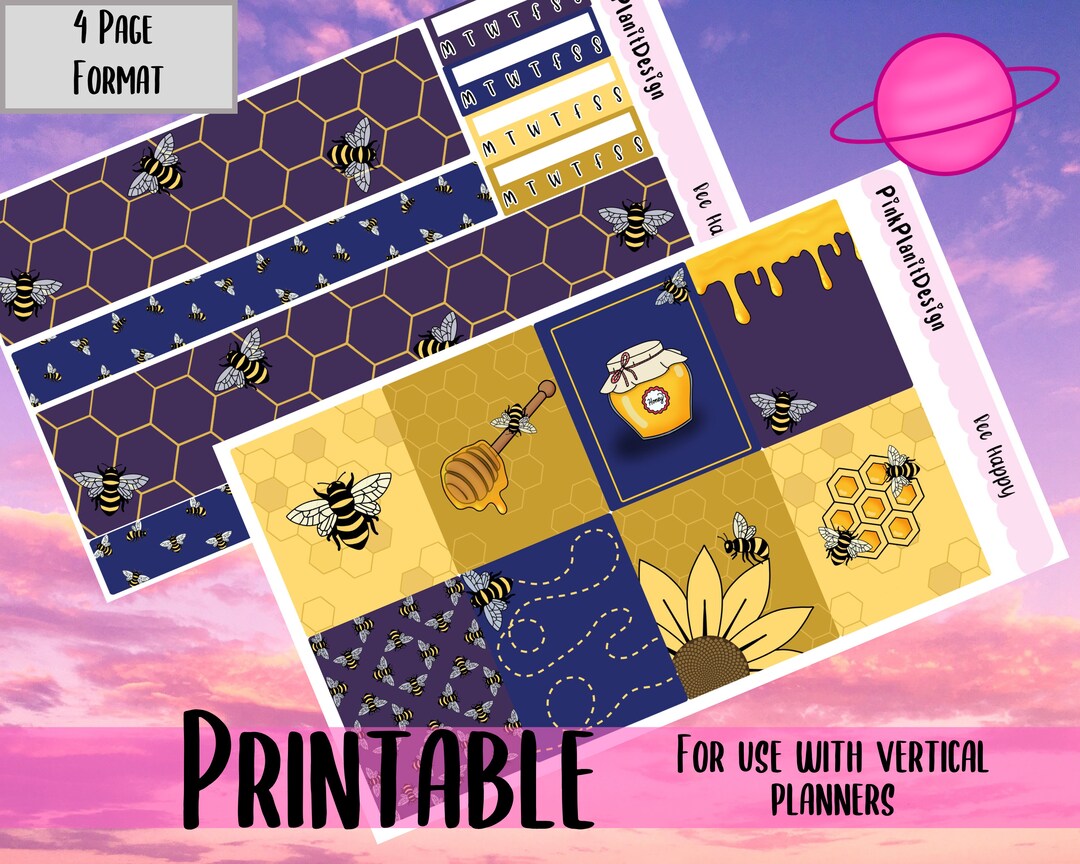 PRINTABLE Weekly Planner Kit BEE HAPPY Diy Planner Stickers Bees, Honey ...