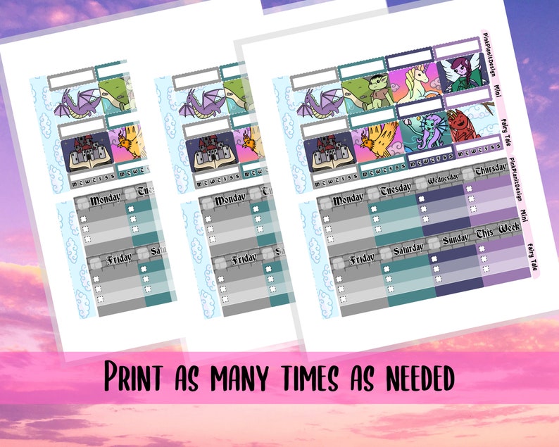Mini FAIRY TALE PRINTABLE Planner Stickers Kit Mini - Etsy