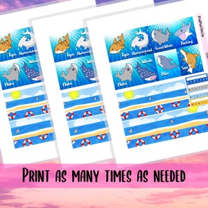 PRINTABLE Weekly Planner Kit Shark Week Vertical Layout Sharks, Sea ...