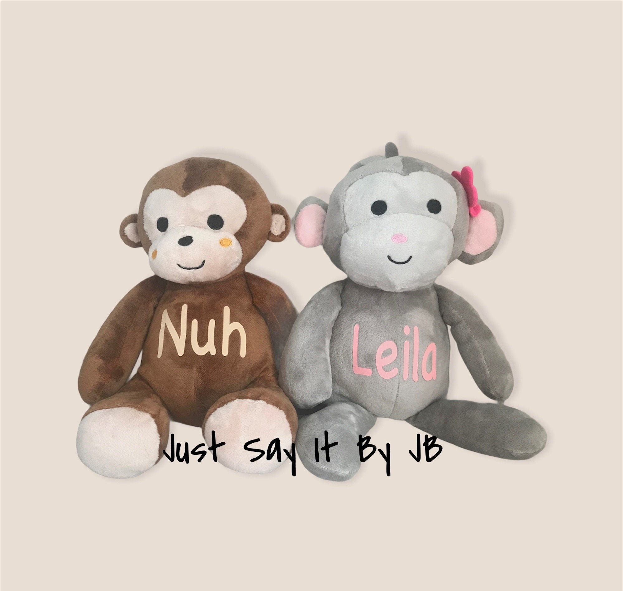 Personalized Plush Monkey, Monkey Stuffed Animal, Girl Monkey Gift, Boy ...