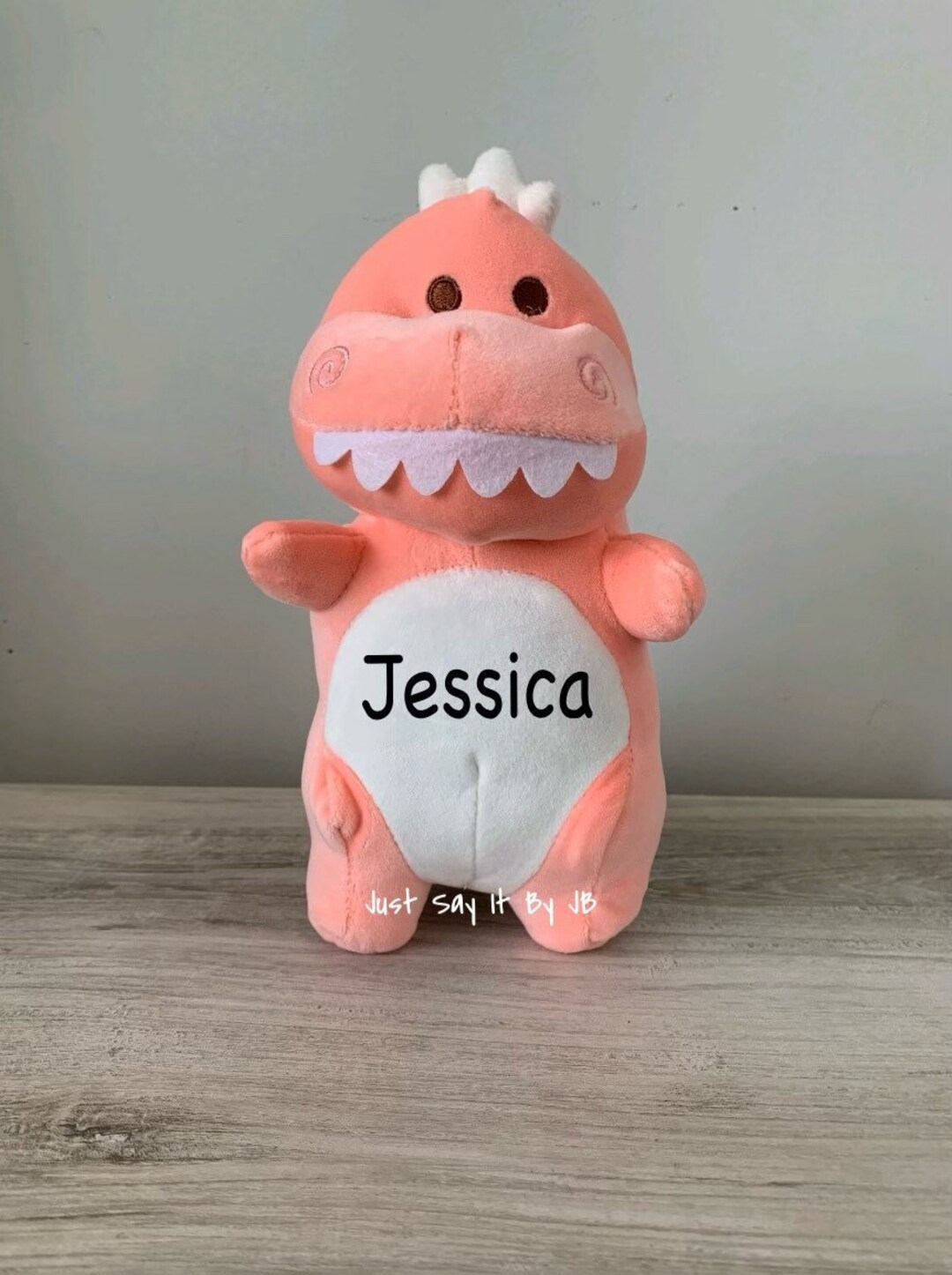9 Inch Personalized Pink Dinosaur, Plush Dinosaur, Custom Pink Dinosaur ...