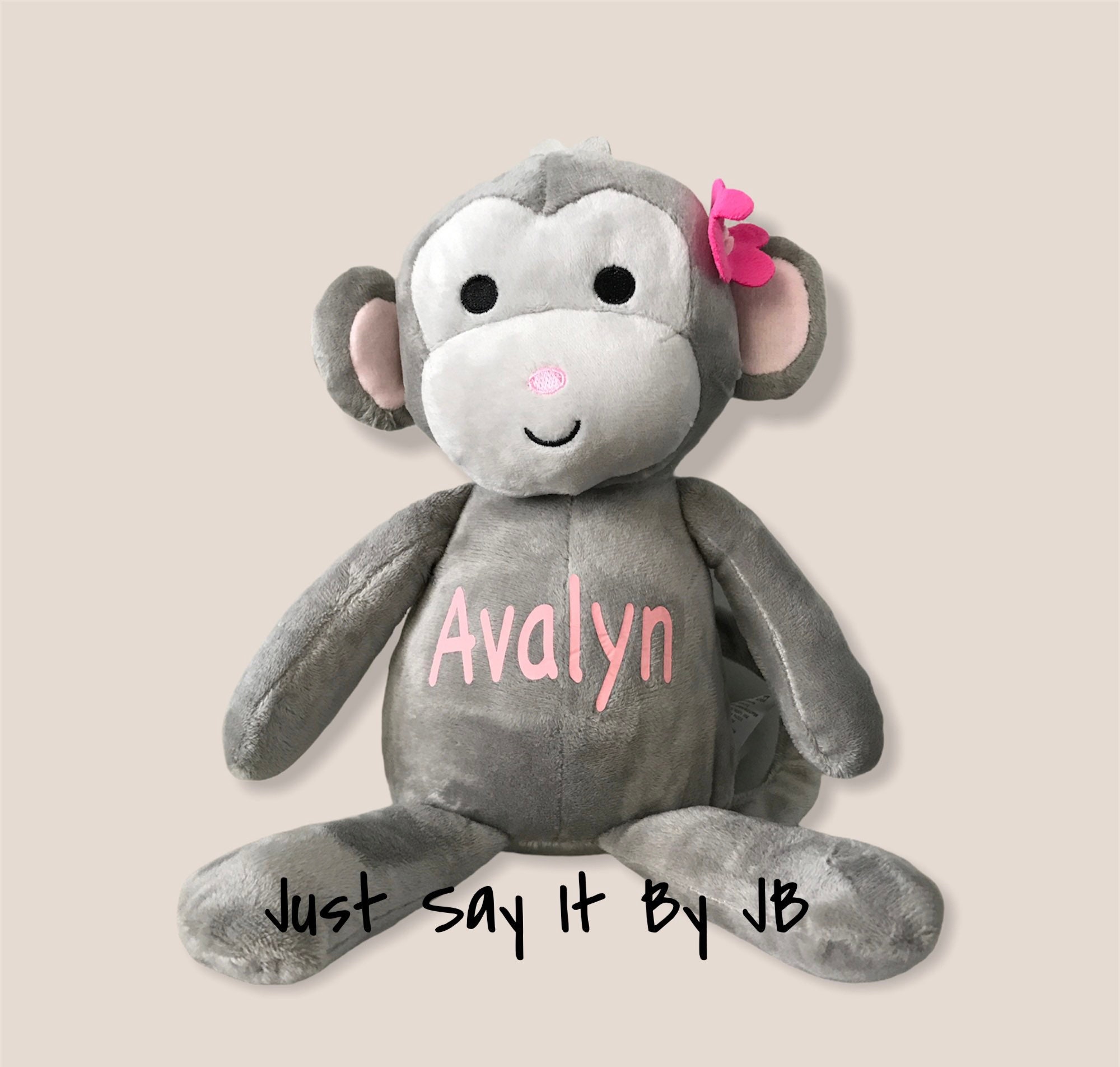 Personalized Plush Monkey, Monkey Stuffed Animal, Girl Monkey Gift, Boy ...