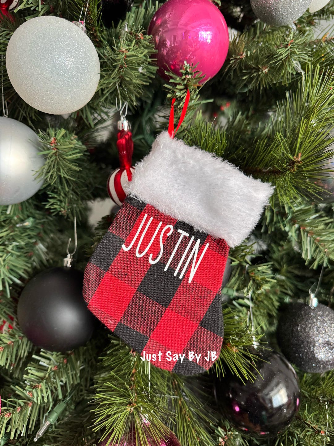 6 Inch Personalized Mini Stockings, Mini Plaid Stockings, Personalized ...