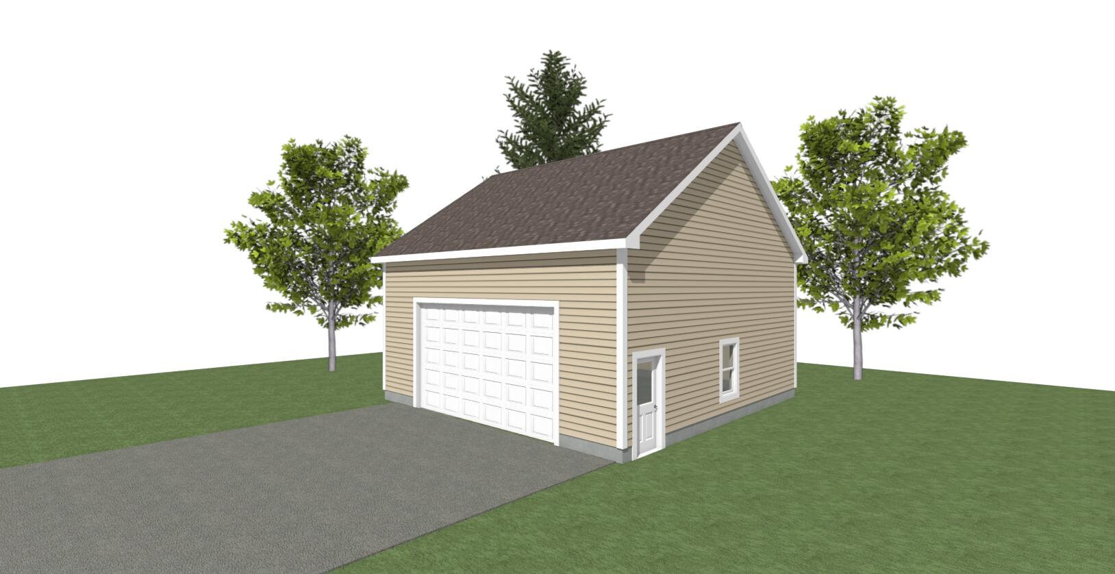 GARAGE PLANS : 30 X 30 2 Car/ 1 Door Garage Plans 14' Wall 8/12 Pitch ...