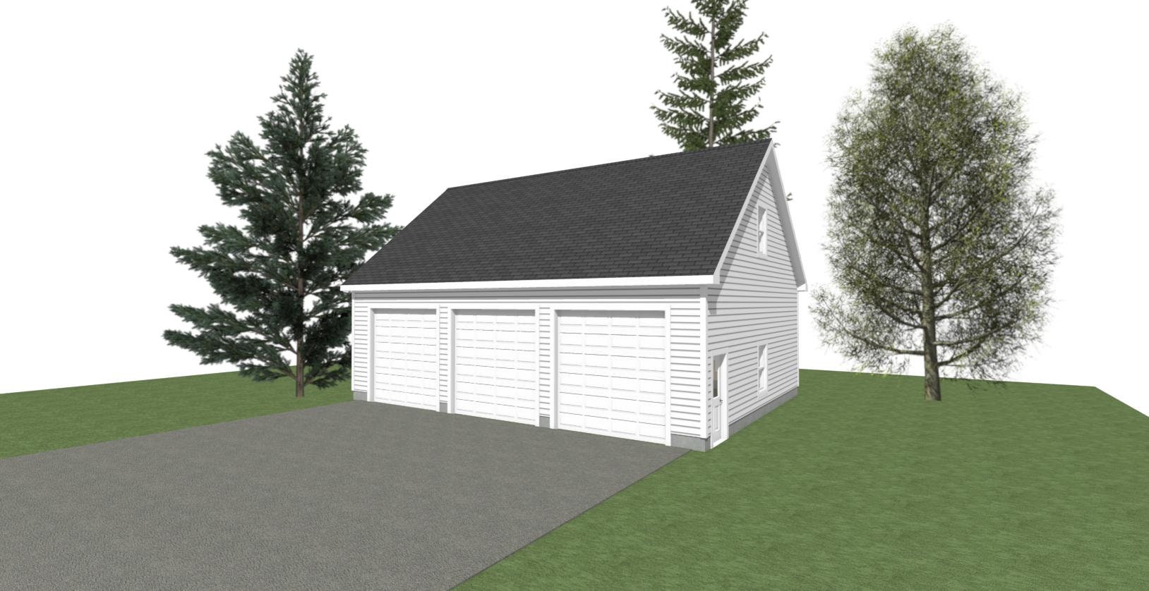 GARAGE PLANS : 40 X 30 - 3 Car Garage Plans - 12' Wall - 10/12 Pitch ...