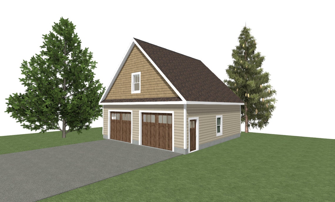 2 Car Garage Plan: 30x30 With Storage Above (digital Download) - Etsy