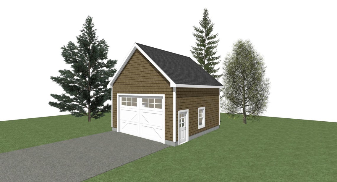 GARAGE PLAN : 22 X 22 - 2 Car/ 1 Door Garage Plans - 12' Wall - 10/12 ...