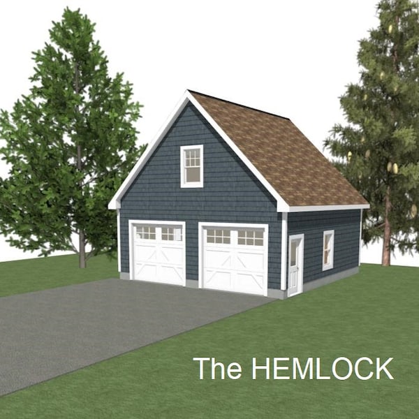 2-car 2 Story Garage Building Plans Package ,24x24 Blueprintsmaterial ...