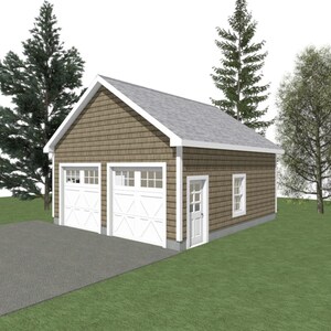 GARAGE PLANS : 22 X 24 - 2 Car Garage Plans - 10' Wall - 6/12 and 8/12 ...