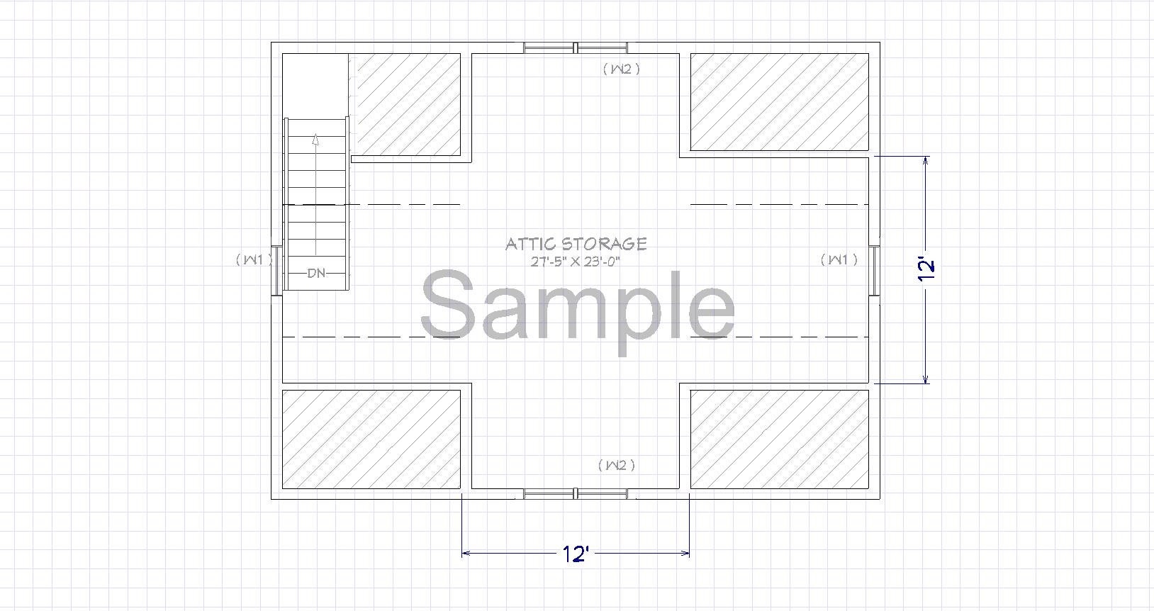 2-car Garage Plan: 32 X 24, 12/12 Pitch, Studio Above (digital Download ...
