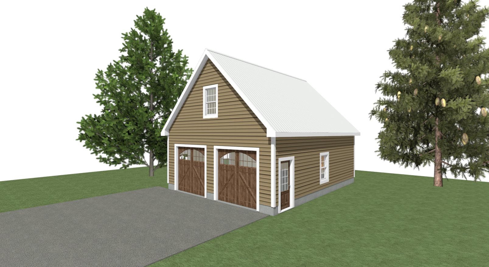 GARAGE PLANS : 24 X 28 - 2 Car Garage Plans - 10/12 and 12/12 Pitch ...