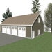 4-car Garage Plans: 60x30, 12' Wall, Storage Studio Above (digital ...