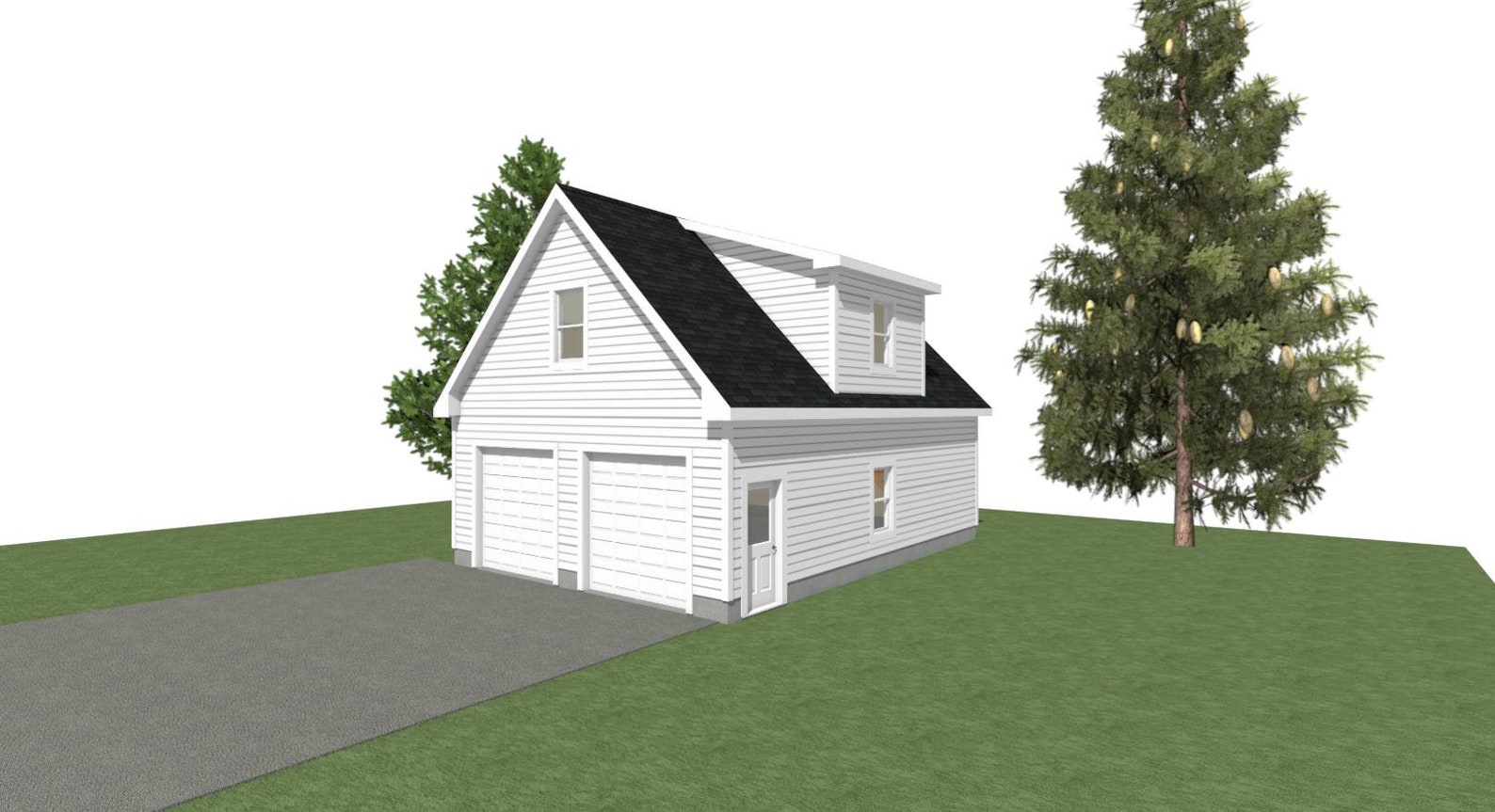 2-car Garage Plans: 24 X 32, 12/12 Pitch, Studio Above (digital ...