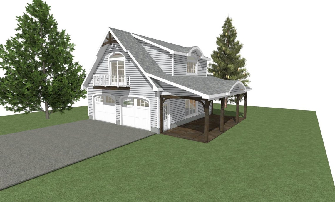 2-car Garage Plans With Apartment Option: 28 X 32, 10ft Wall (digital ...