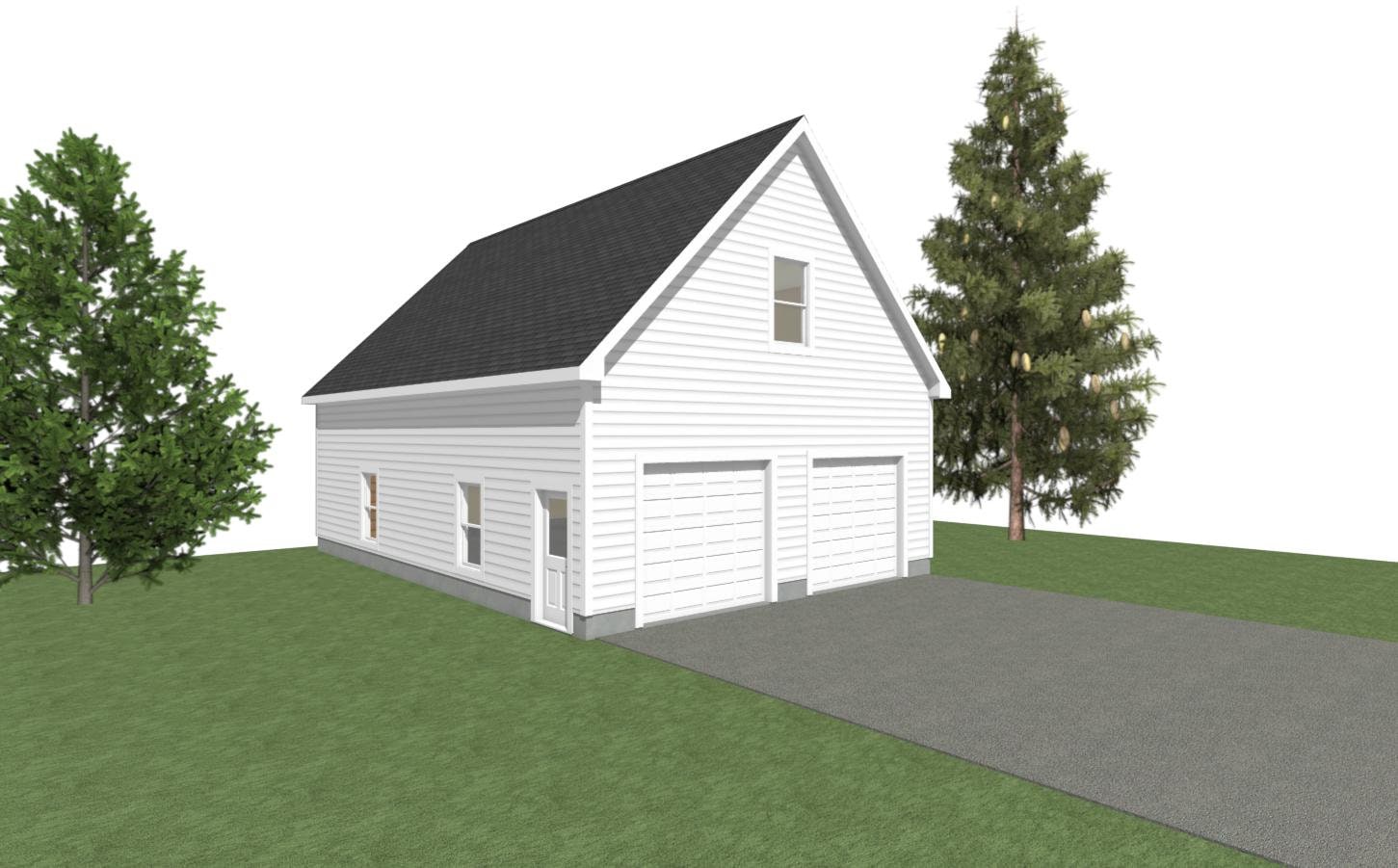 2 Car Garage Plans : 28 X 40, 12/12 Pitch, 12'-0" Wall, Storage Above ...