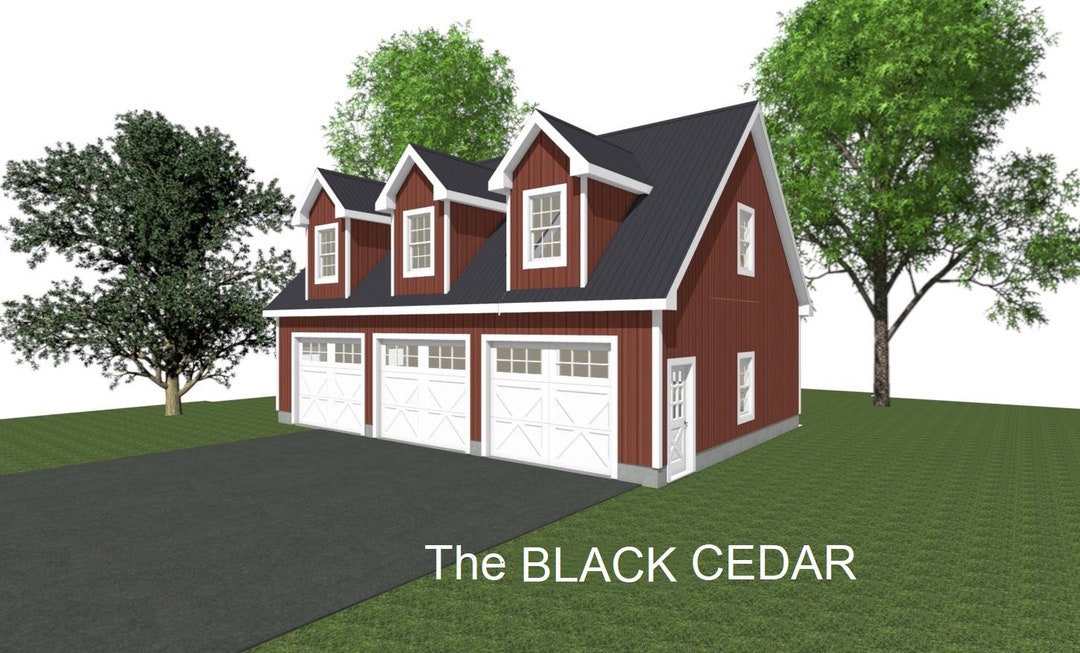 3 Car Garage Plans: 40 X 28, 10' Wall, Studio/storage Above (digital ...