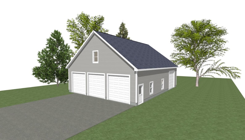 GARAGE PLANS : 40 X 50 - 3 Car Garage Plans - 12' Wall - 9/12 Pitch ...