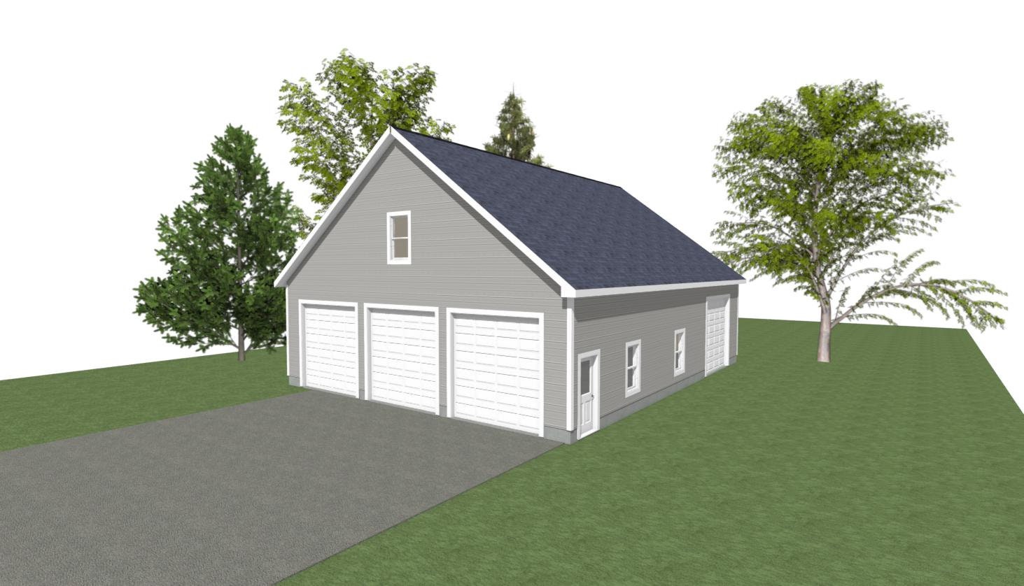 GARAGE PLANS : 40 X 50 - 3 Car Garage Plans - 12' Wall - 9/12 Pitch ...