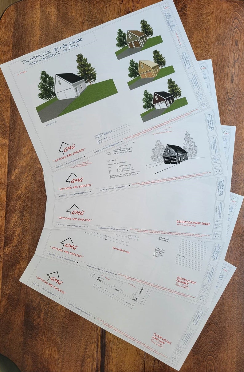 GARAGE PLANS : 40 X 26 - 3 Car Garage Plans - 10' Wall - 10/12 and 12/ ...