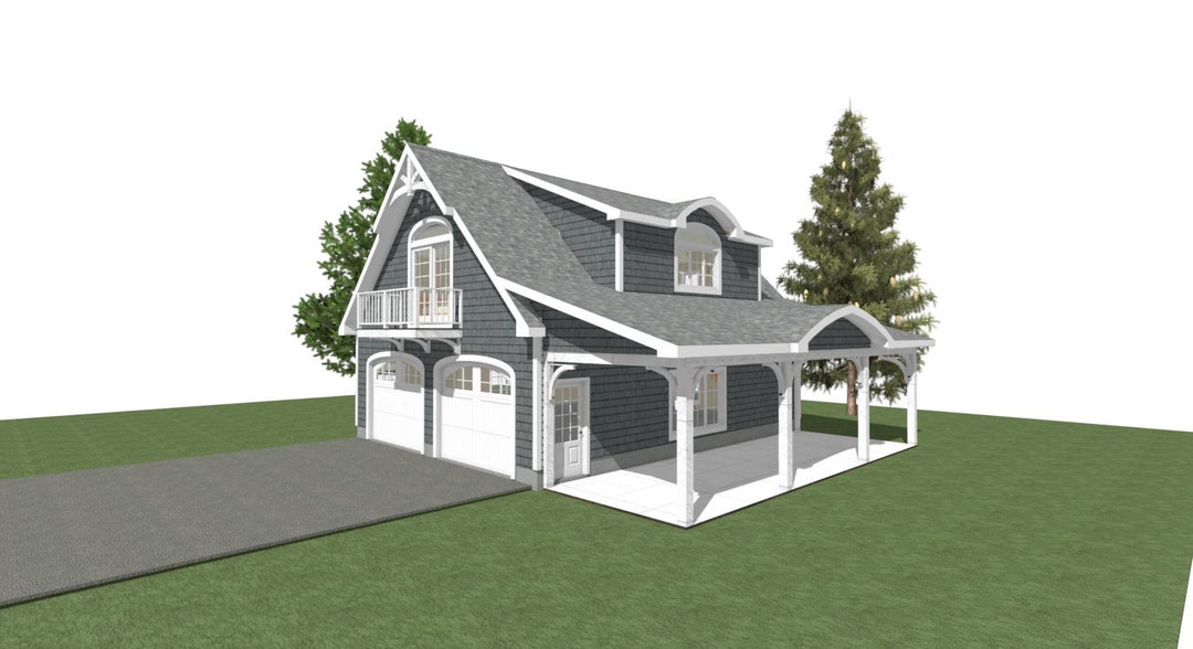 2-car Garage Plans With Apartment Option: 28 X 36, 10ft Wall (digital ...