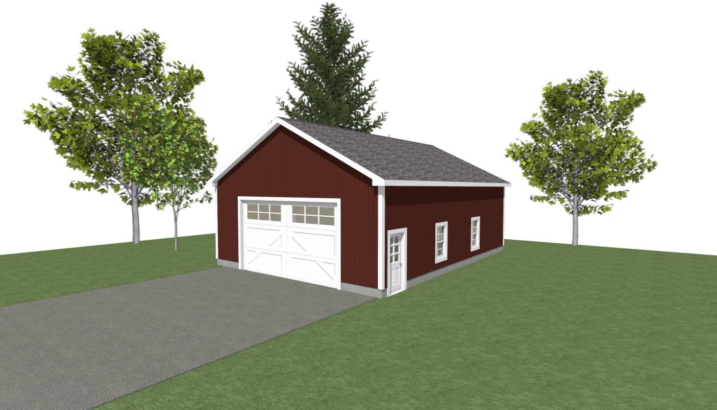 GARAGE PLANS : 30 X 40 - 2 Car Garage Plans - 1 Door - 12' Wall - 6/12 ...