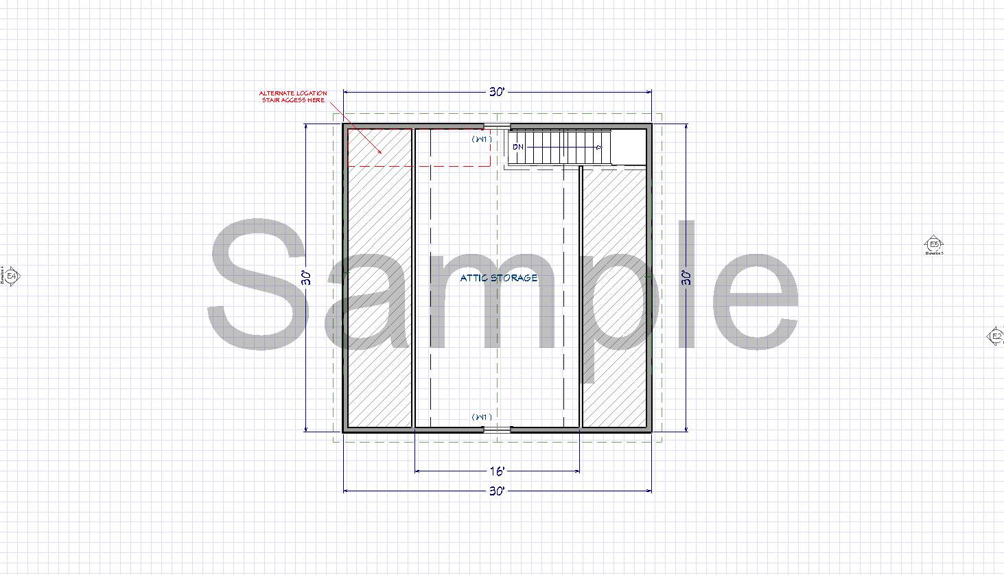 2 Car Garage Plan: 30x30 With Storage Above (digital Download) - Etsy