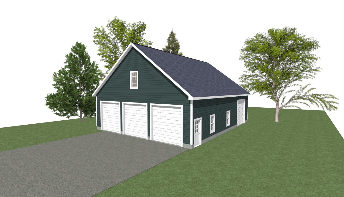 3-car Garage Plans: 40 X 50, 12' Wall, Studio Above (digital Download ...