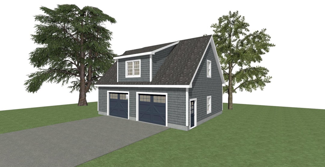GARAGE PLANS : 36 X 28 - 2 Car Garage Plans - 12/12 Pitch - Studio ...