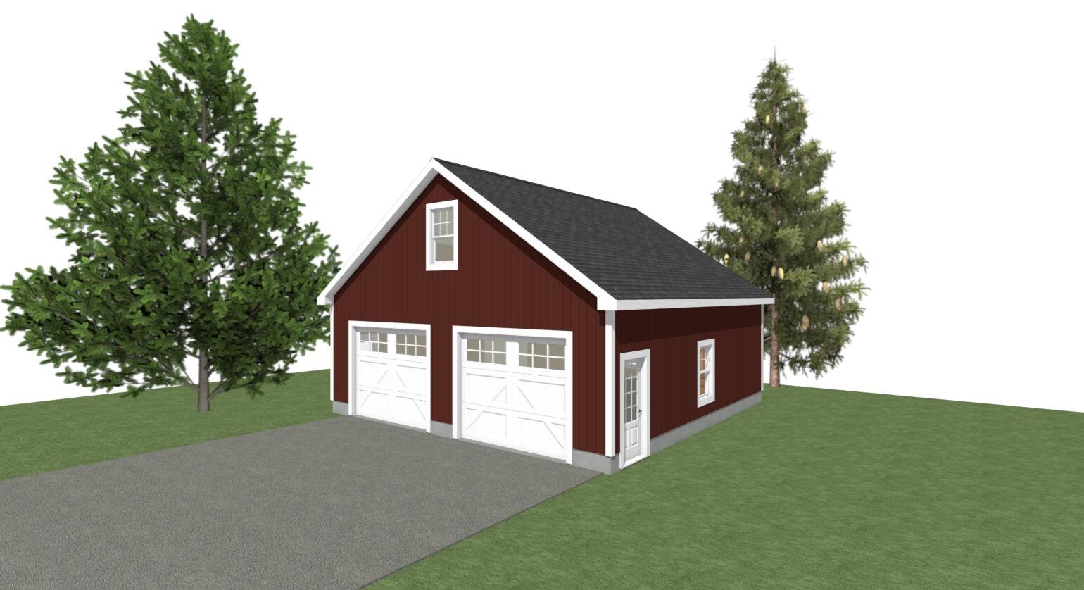 2 Car Garage Plans: 30x30, 8/12 Pitch, Storage Above (digital Download ...