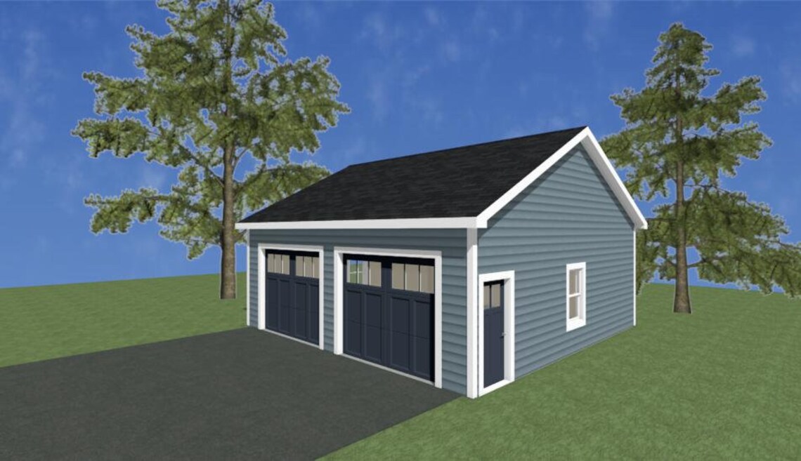 GARAGE PLANS : 28 X 28 - 2 Car Garage Plans - 10' Wall - 6/12 and 8/12 ...