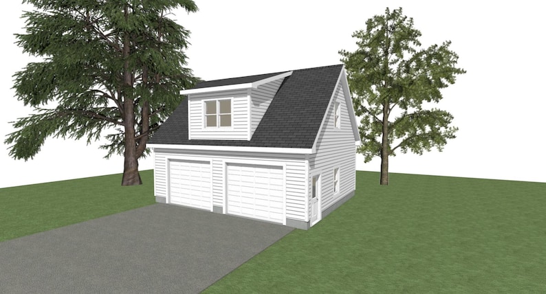 2-car Garage Plans With Studio Above: 30 X 24, 12/12 Pitch (digital ...
