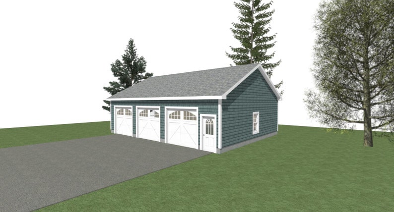 3 Car Garage Plans: 40 X 30 Ft, 10' Wall, 6/12 Pitch (digital Download ...